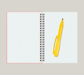 Open notebook with green pen Royalty Free Vector Image
