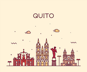 Quito skyline ecuador hand drawn sketch Royalty Free Vector
