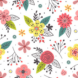 Seamless pattern floral background spring flowers Vector Image