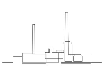 Industrial plant continuous line drawing Vector Image