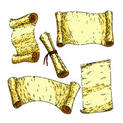 Scroll yellow paper sketch hand drawn Royalty Free Vector