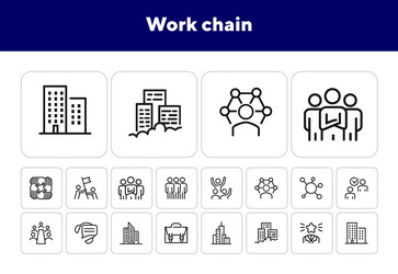 Work chain line icon set Royalty Free Vector Image