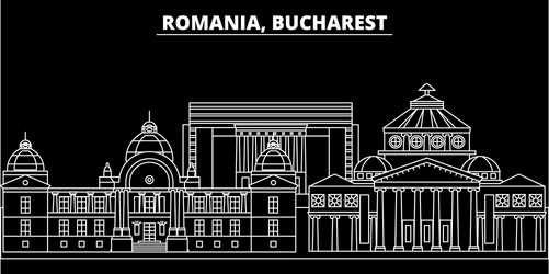 Romania bucharest city skyline isolated Royalty Free Vector