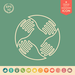 Teamwork hands logo human connection line icon Vector Image