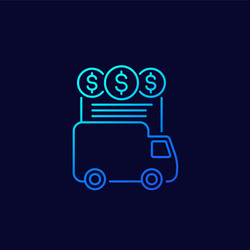 Transportation costs icon with a van Royalty Free Vector