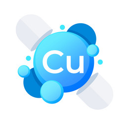 Blue bubbles with the chemical symbol cu Vector Image