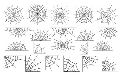 Spider web line set halloween scary spooky cobweb Vector Image