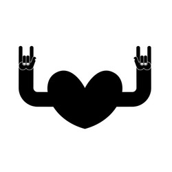 Heart rock logo rock and roll hand musical emblem Vector Image