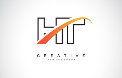 Ht letter design with brush stroke and modern 3d Vector Image