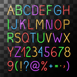 Neon alphabet Royalty Free Vector Image - VectorStock