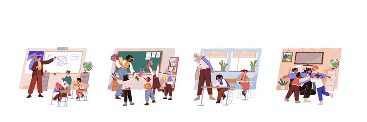 Flat school teacher Royalty Free Vector Image - VectorStock