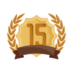 15 anniversary golden badge Royalty Free Vector Image
