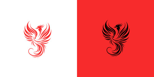 Abstract red and black phoenix logo design Vector Image
