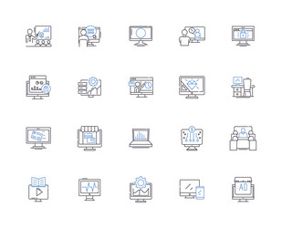 Computer technology outline icons collection Vector Image