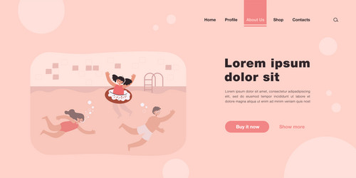 Cartoon children swimming in pool Royalty Free Vector Image