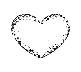 Heart shape grunge ink splatter frame set spray Vector Image