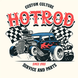 Hot rods and classic cars garage vintage sign Vector Image