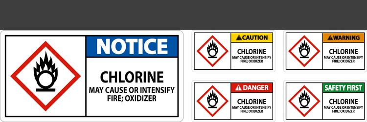 Notice chlorine may cause or intensify fire ghs Vector Image