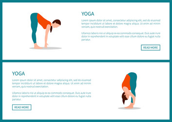 Yoga set of different positions colorful poster Vector Image