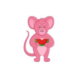 Adorable pink mouse cartoon character laughing Vector Image