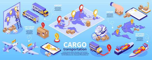 Gradient import export infographic Royalty Free Vector Image