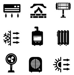 Heating and cooling icons set Royalty Free Vector Image