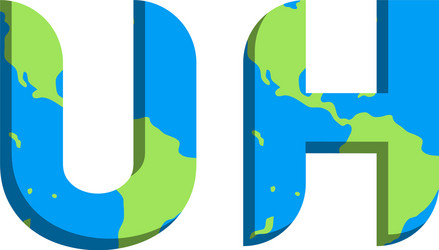 Uh logo shield blue light style design Royalty Free Vector