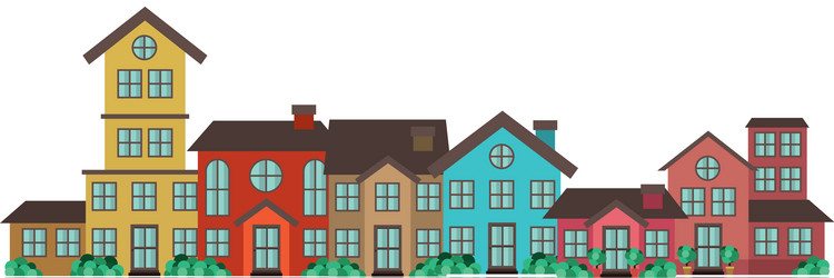 Neighborhood houses in landscape isolated icon Vector Image
