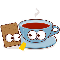 Tea and cookie characters Royalty Free Vector Image
