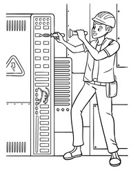 Electrician coloring page colored Royalty Free Vector Image