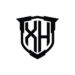 Hx logo monogram shield sharp half round shape Vector Image