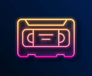Glowing neon line vhs video cassette tape icon Vector Image