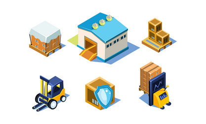 Logistics isometric set Royalty Free Vector Image