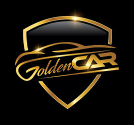 Golden car logo sign Royalty Free Vector Image
