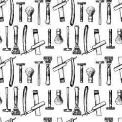 Classic straight razor outline pattern Royalty Free Vector