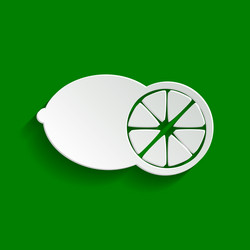 Fruits lemon sign paper whitish icon Royalty Free Vector