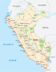 Peru road map Royalty Free Vector Image - VectorStock