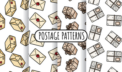 Cute cartoon post package doodles seamless border Vector Image
