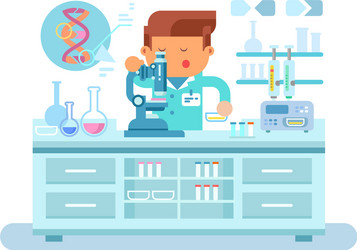 Scientist work in medical laboratory concept Vector Image