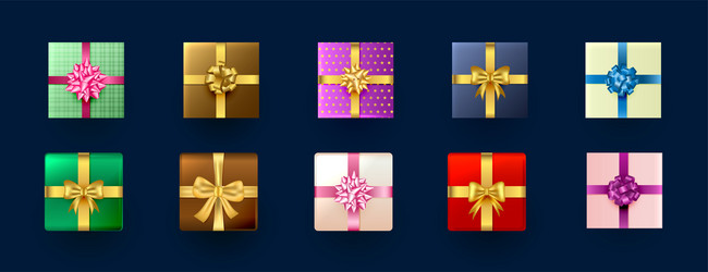 Collection of realistic gift box design Royalty Free Vector