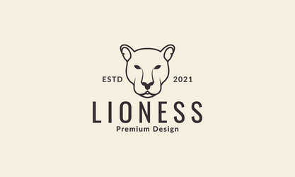 Minimalist lioness line art logo Royalty Free Vector Image