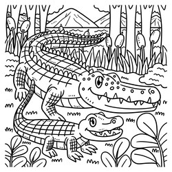 Baby crocodile isolated coloring page for kids Vector Image