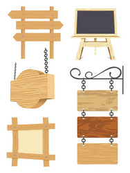 Set of wooden sign banner in pink colour Vector Image