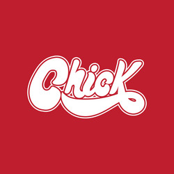 Chick handwritten lettering made in 90s style Vector Image