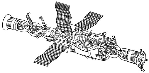 Spacecraft doodle planet satellite space station Vector Image