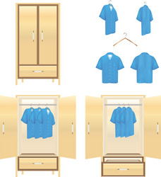 Open wardrobe with clothes Royalty Free Vector Image
