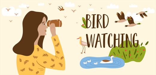 Birdwatching poster birding ornithology Royalty Free Vector