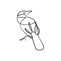 Continuous one line art drawing of bird Royalty Free Vector