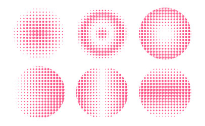 Collection of circular halftones with small dots Vector Image