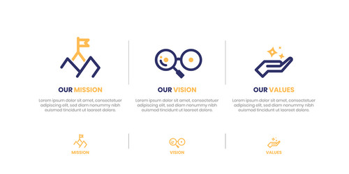Mission vision values infographic banner template Vector Image